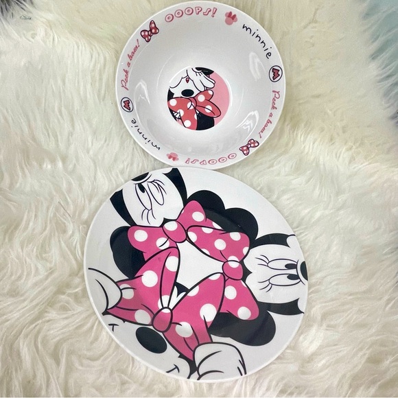 Other | Disney Bowl And Plate Set Minnie Mouse Ceramic | Poshmark